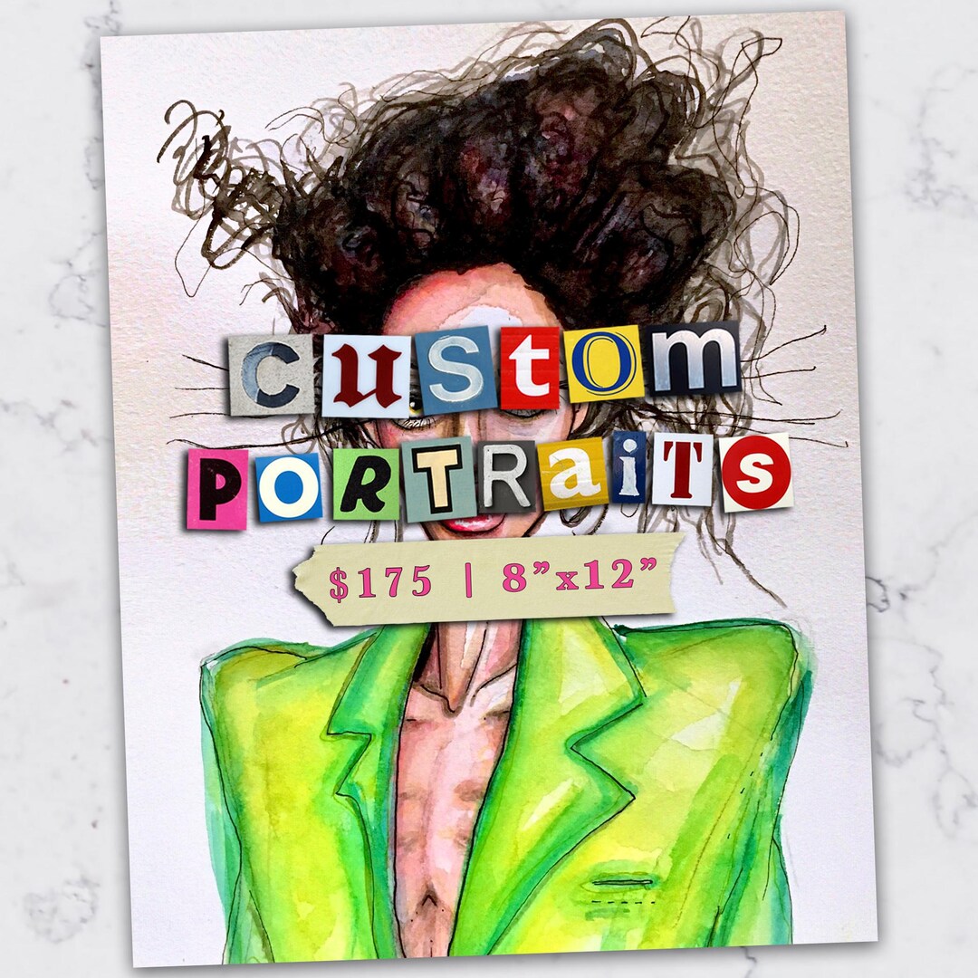 Custom Watercolor + Ink Portrait From Photo | 8” X 12” - Etsy