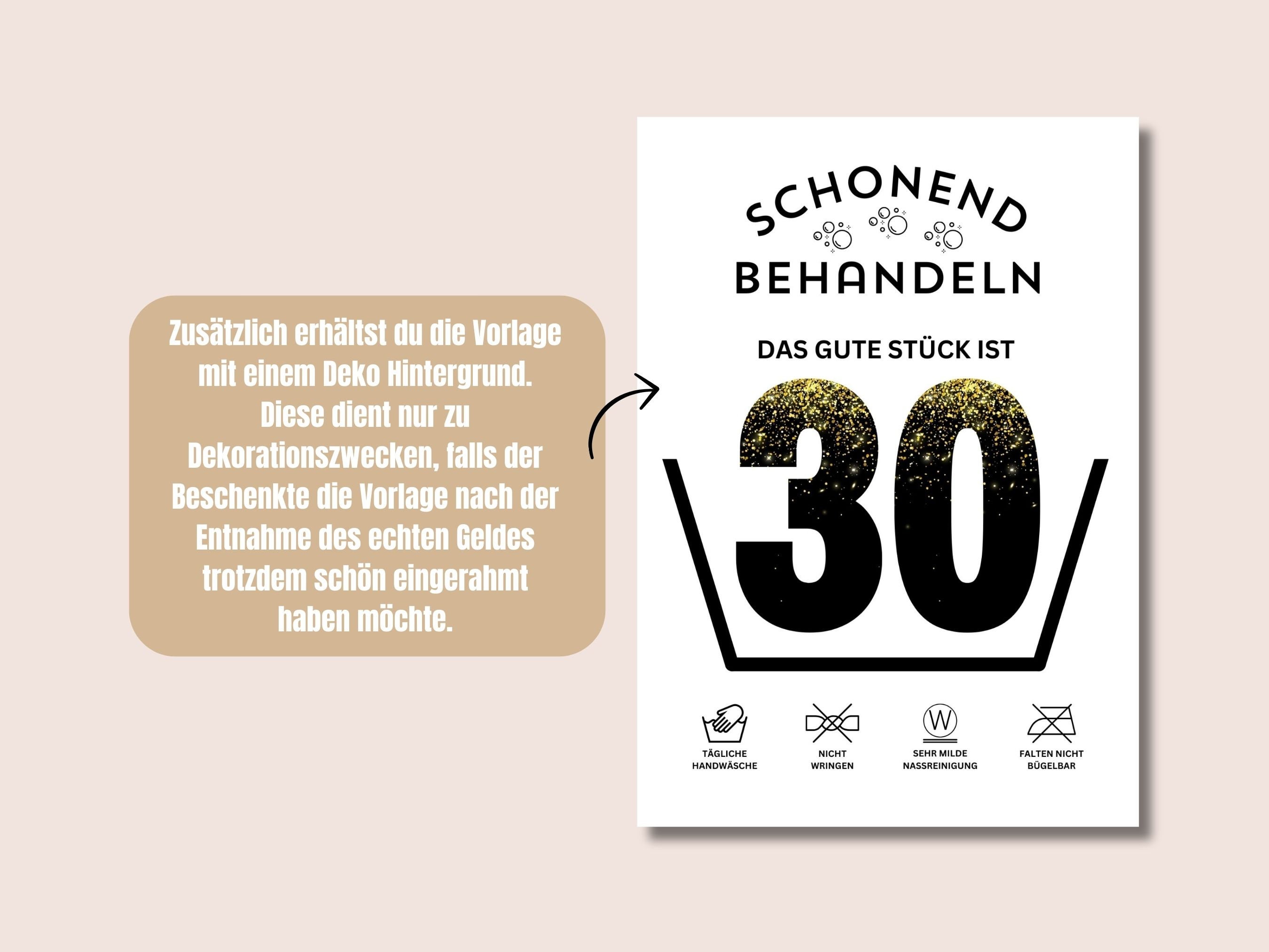 Geburtstag Geldgeschenk 30 Jahre Vorlage zum Selbstausdrucken | Lustige ...