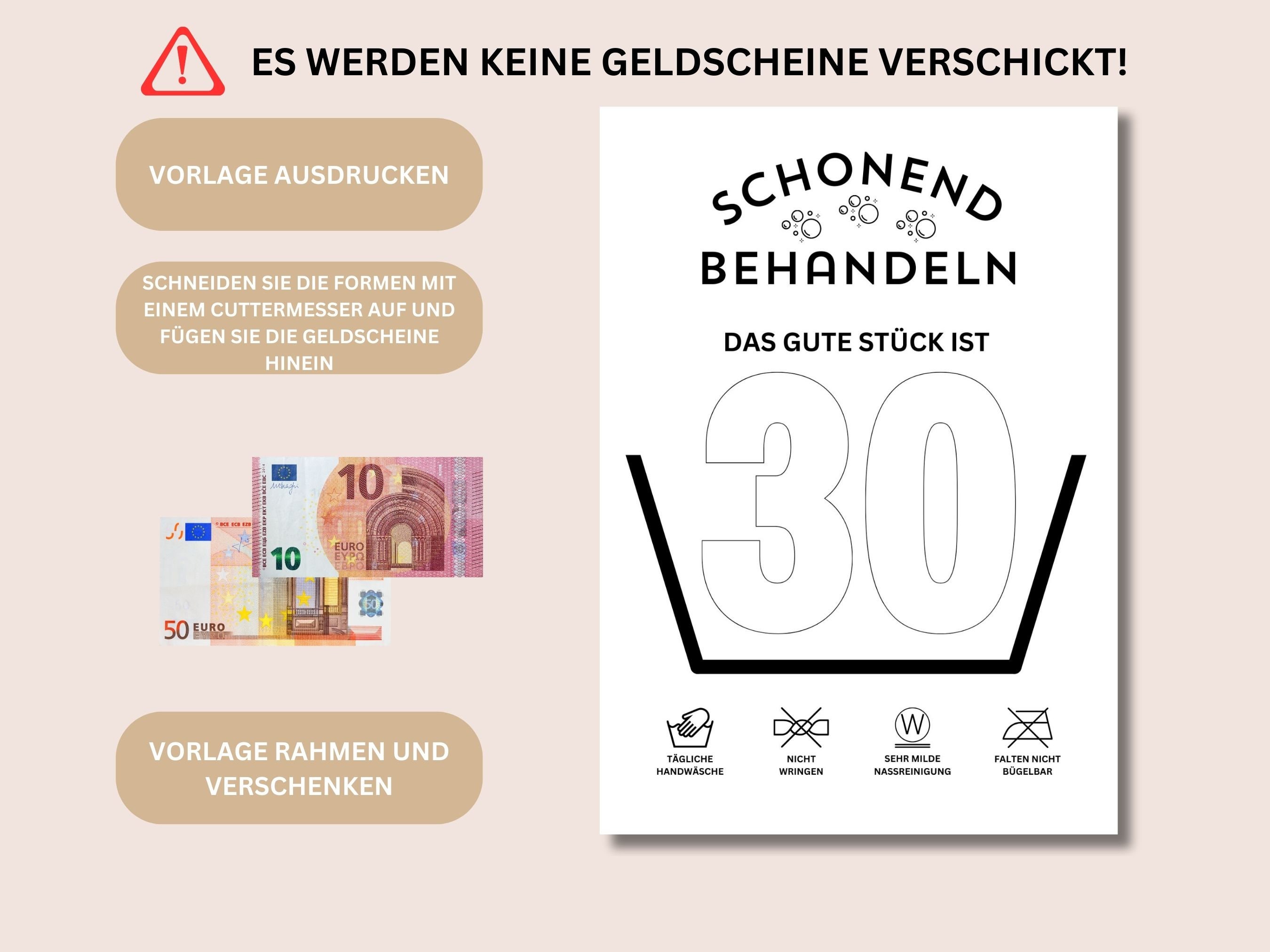 Geburtstag Geldgeschenk 30 Jahre Vorlage zum Selbstausdrucken | Lustige ...