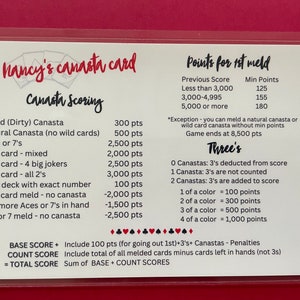 Canasta Companion 4X6 Size - Etsy