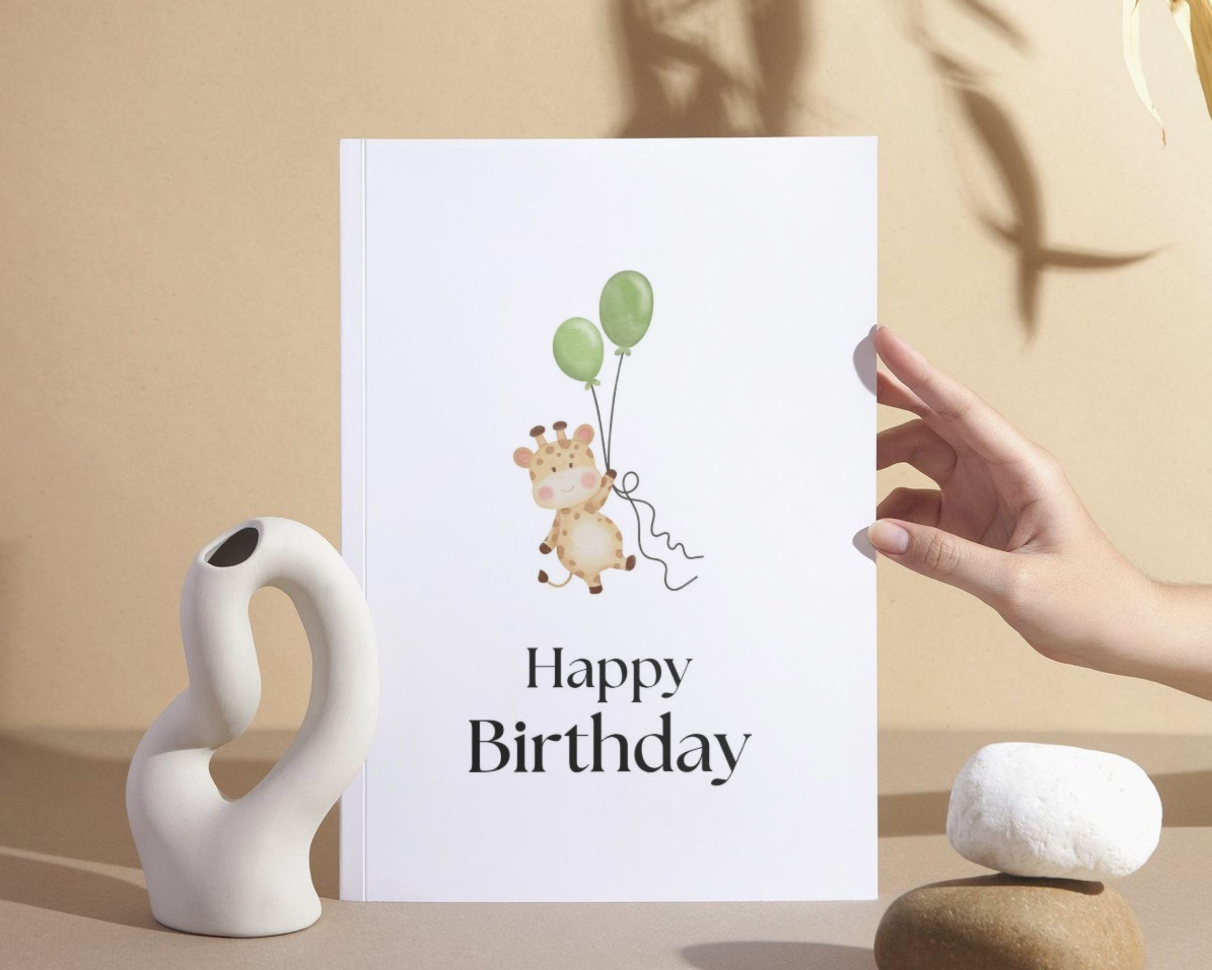 Giraffe Birthday Printable Card Birthday Card Greeting Card Blank Card ...