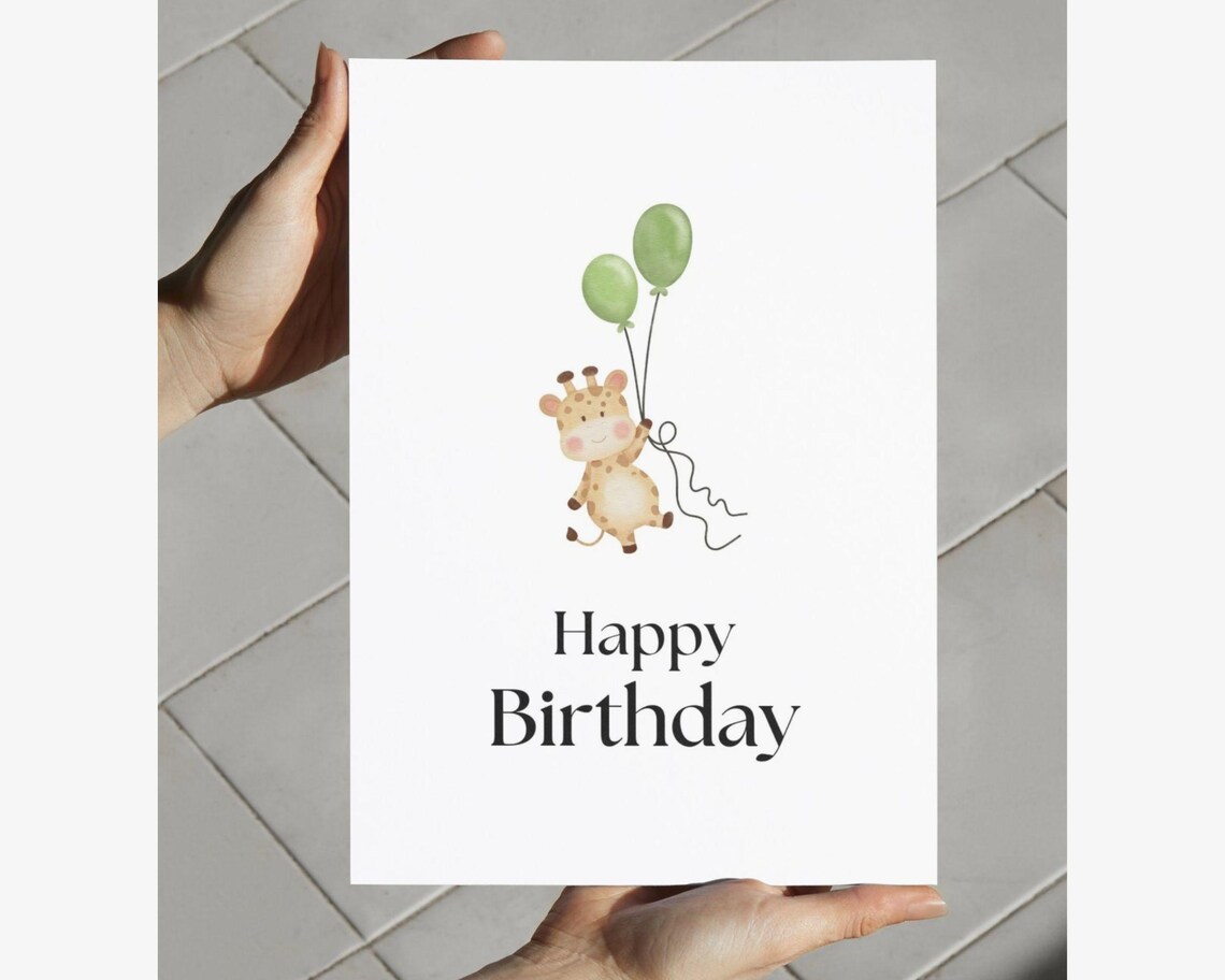 Giraffe Birthday Printable Card | Birthday Card | Greeting Card | Blank ...