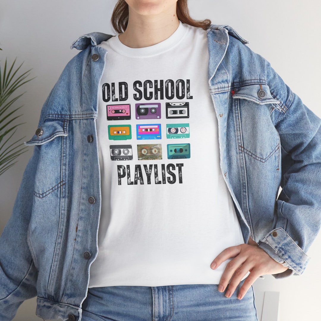 Old School Playlist Shirt, Retro 80s Music Party, Men's Women's Vintage Style Graphic Tee, 90s ...