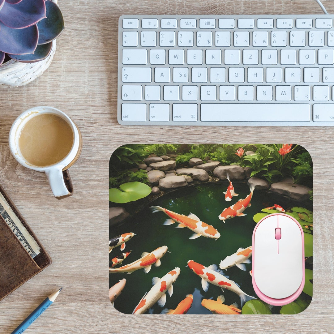Serene Koi Fish Pond Mouse Pad, Koi Fish Mouse Pad for Laptop and ...