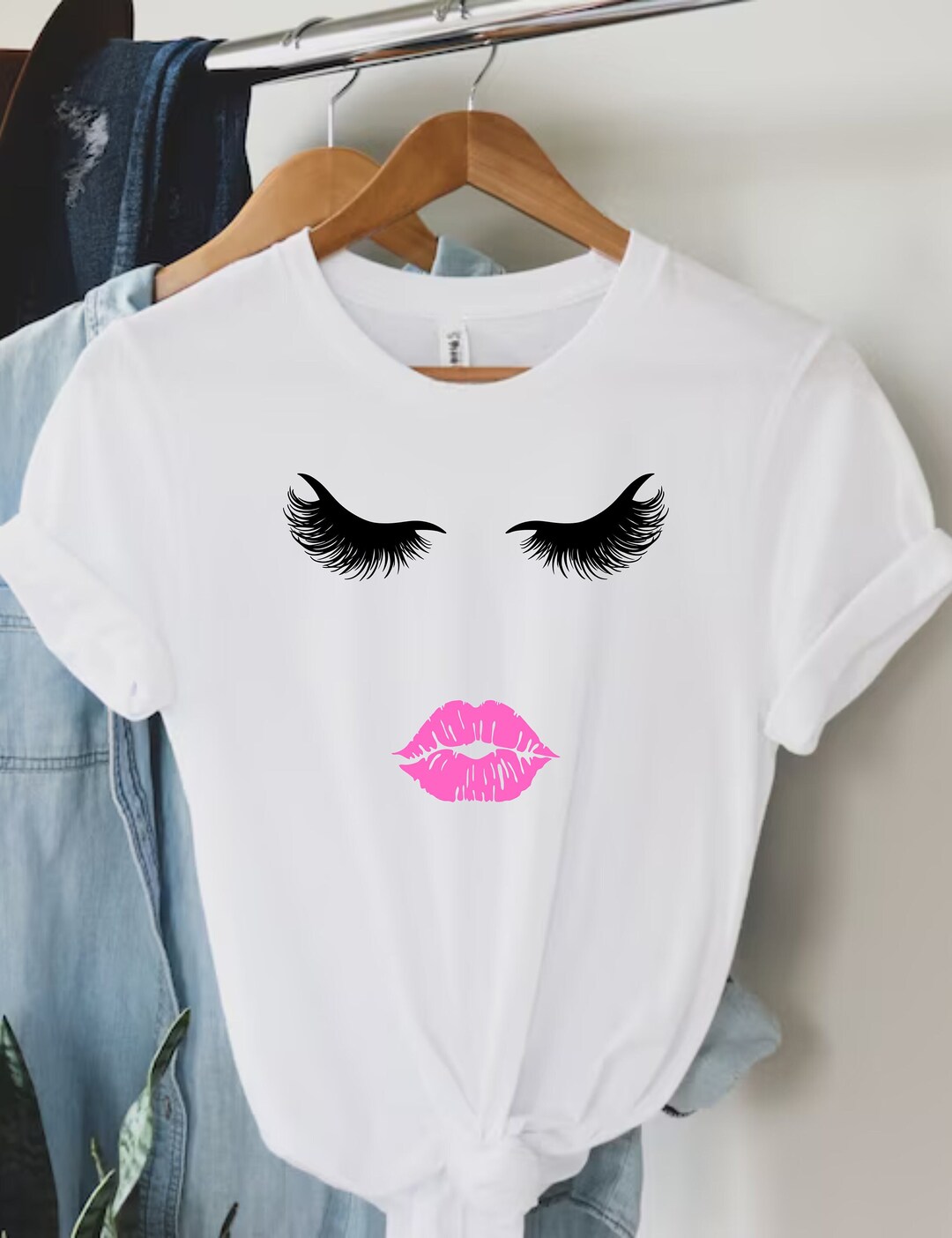 Eyelashes With Lips Shirt, Eyelashes and Glasses Shirt, Make up Shirts ...