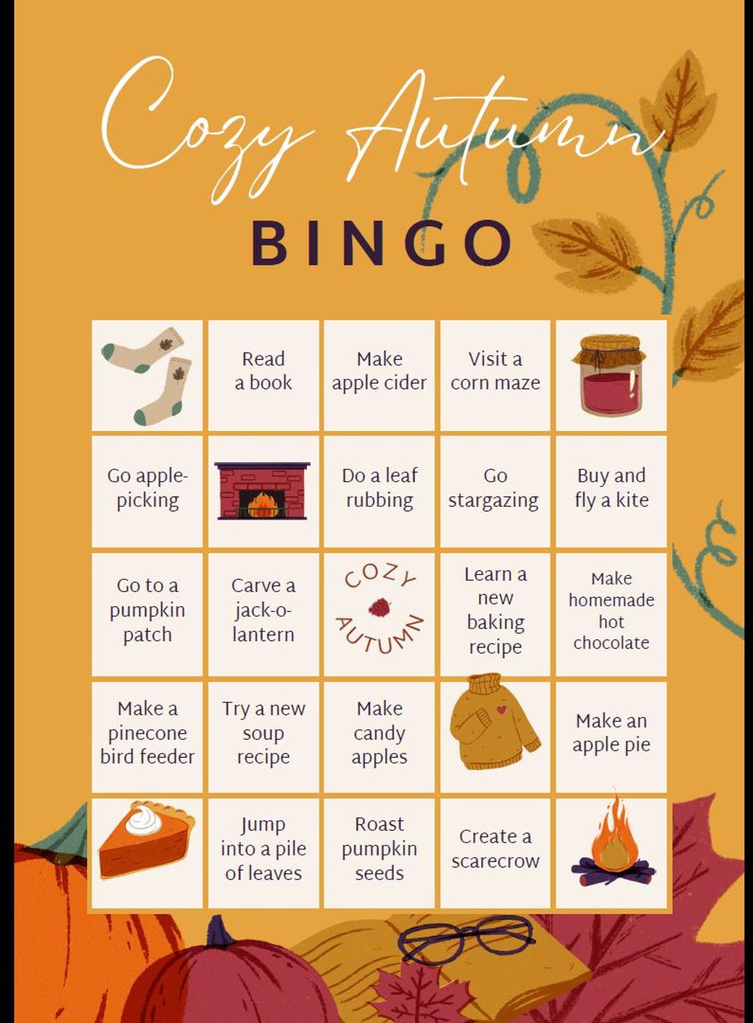Autumn Bingo Game: Fall Activity, Family Fun - Etsy