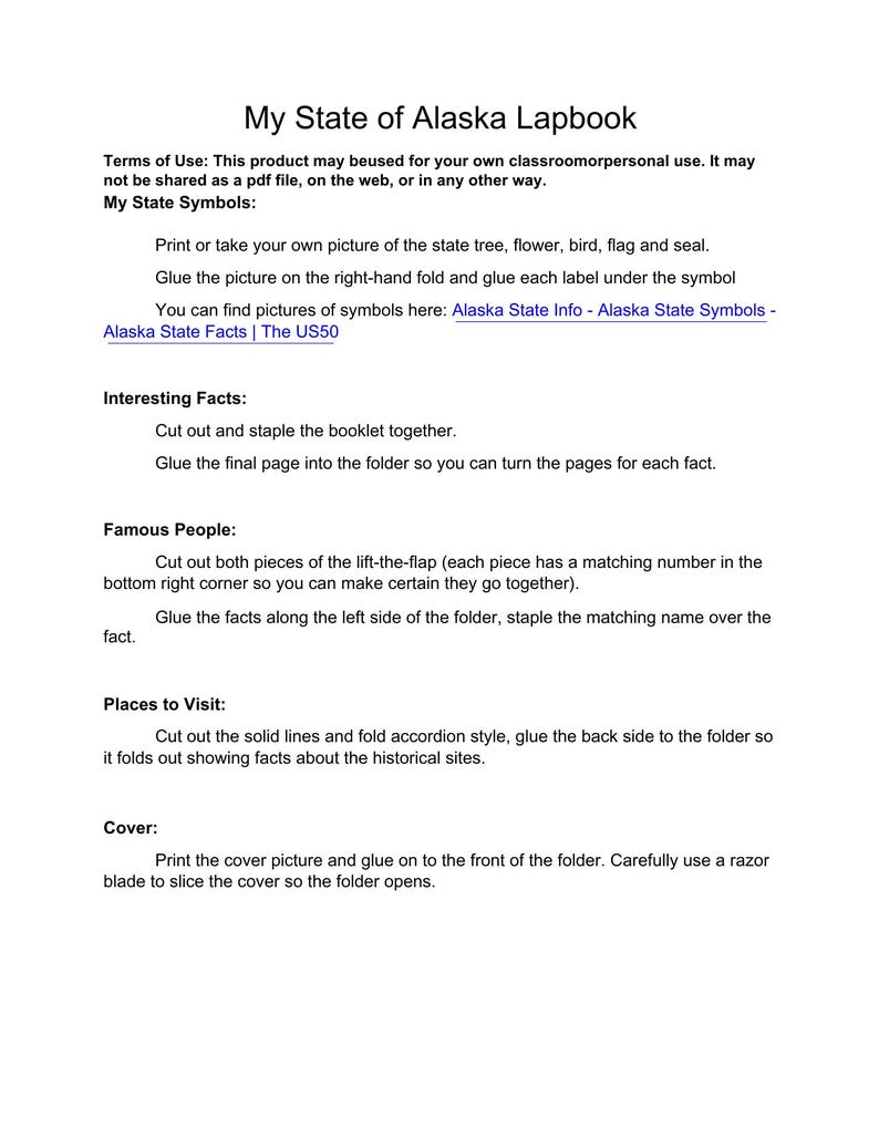 State of Alaska Lapbook - Etsy