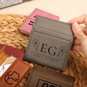 Custom Engraved Card Holder, Personalized Business Card Holder, Leather ...