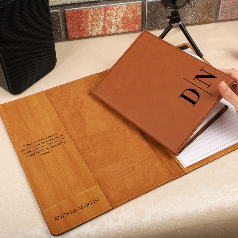 Custom Business Portfolio, Personalized Leather Portfolio, Refillable ...