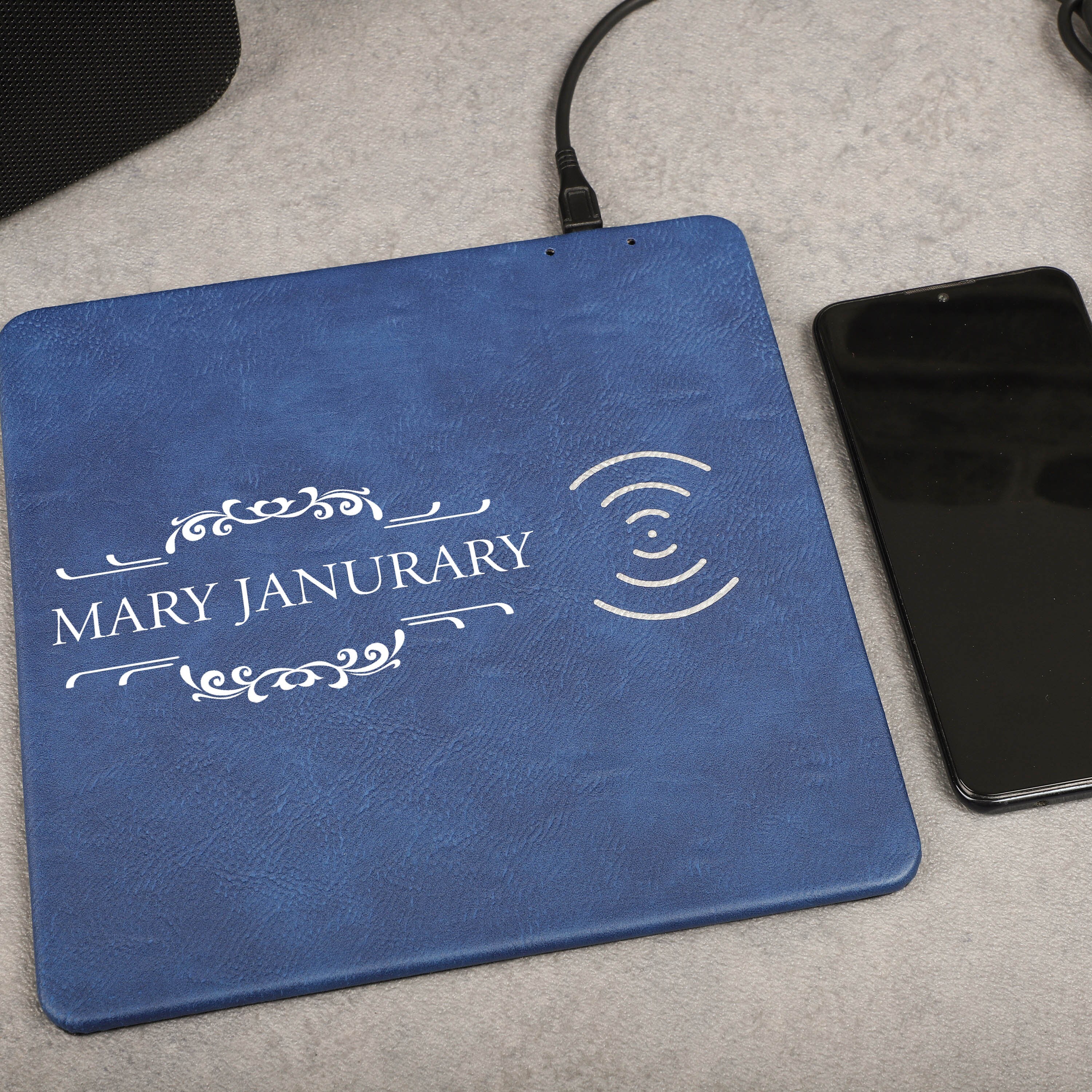 Custom Charging Mat, Personalized Wireless Charger Pad, Leather Mouse ...