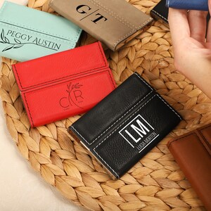 Personalized Business Card Holder, Leather Card Holder, Custom Engraved ...