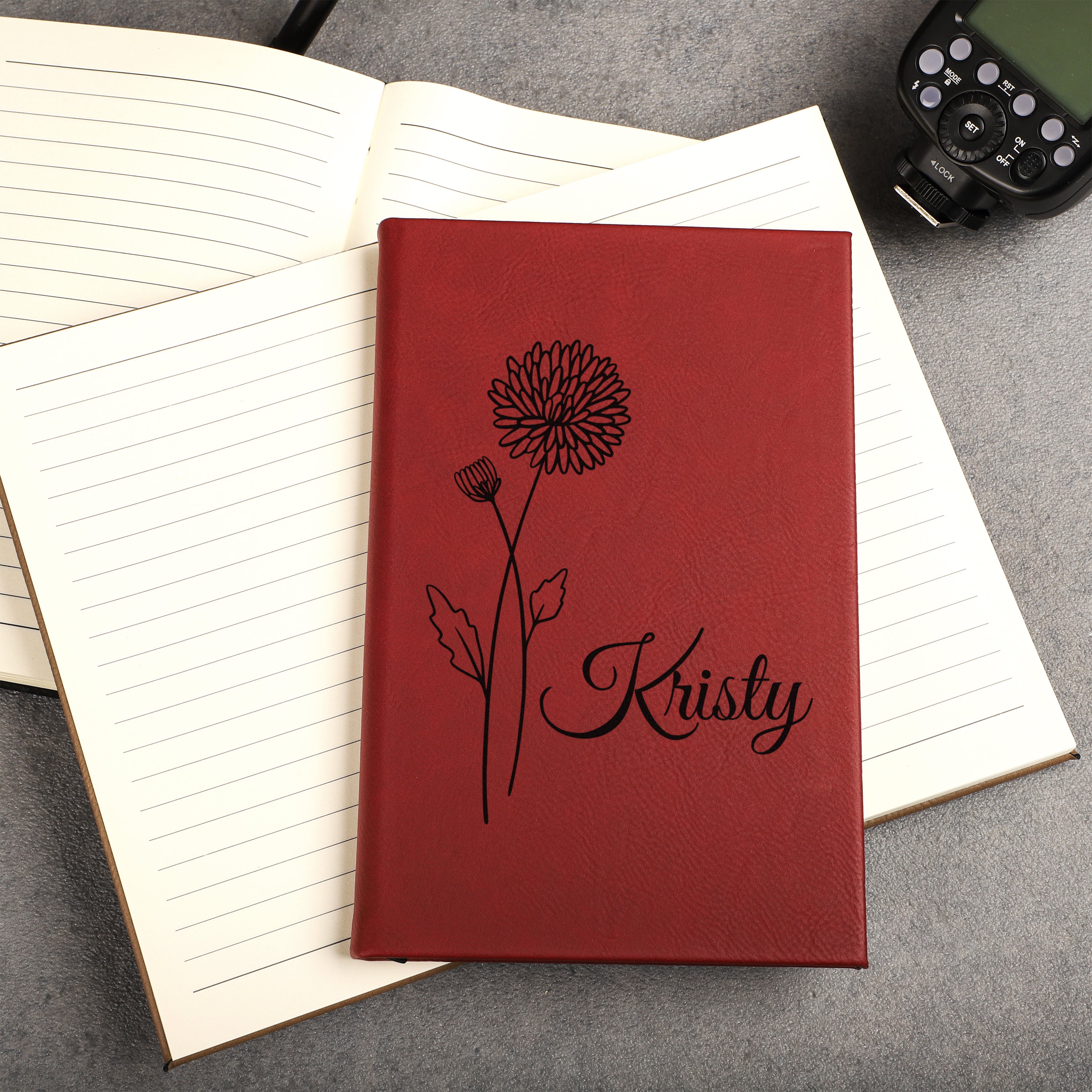Birth Flower Name Journal, Birth Flower Journal, Flower Leather Journal ...