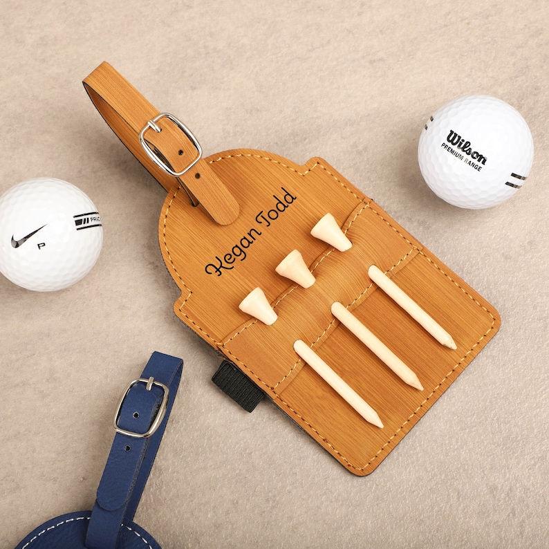Personalised Leather Golf Tee Holder, Golf Bag Tee Holder Clip, Mens ...