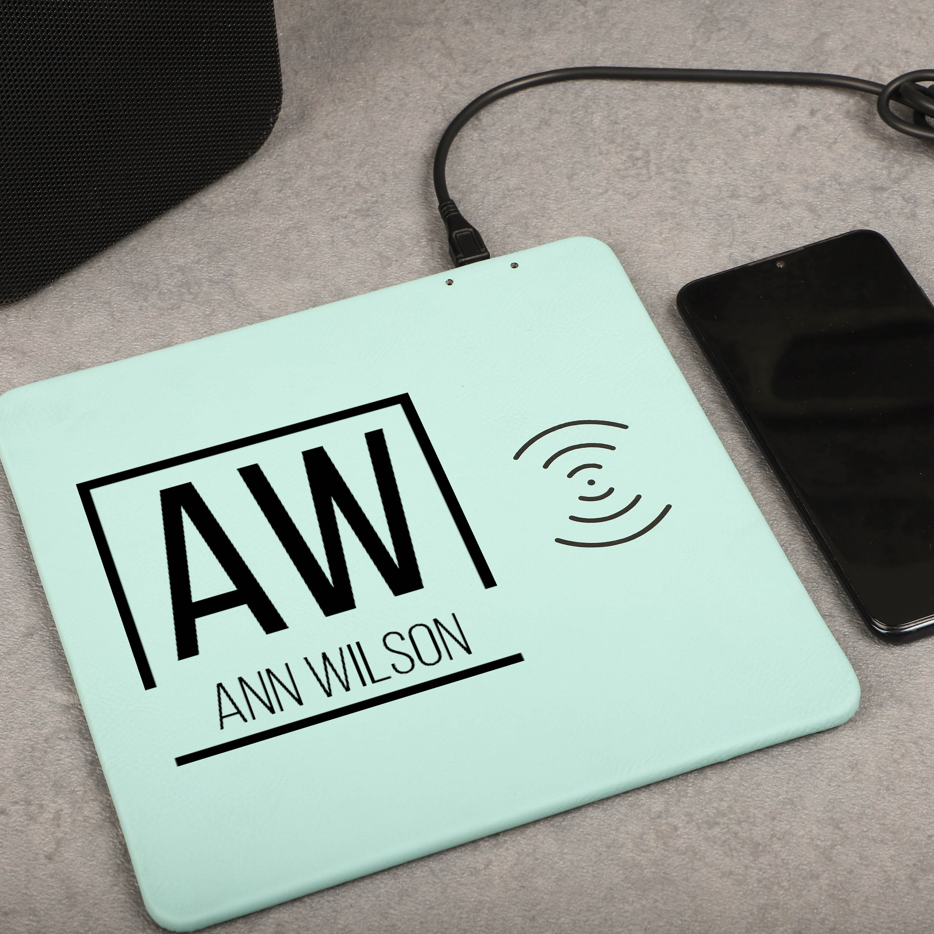 Custom Charging Mat, Personalized Wireless Charger Pad, Leather Mouse ...