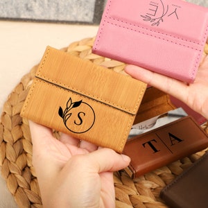 Custom Engraved Card Holder, Personalized Business Card Holder, Leather ...