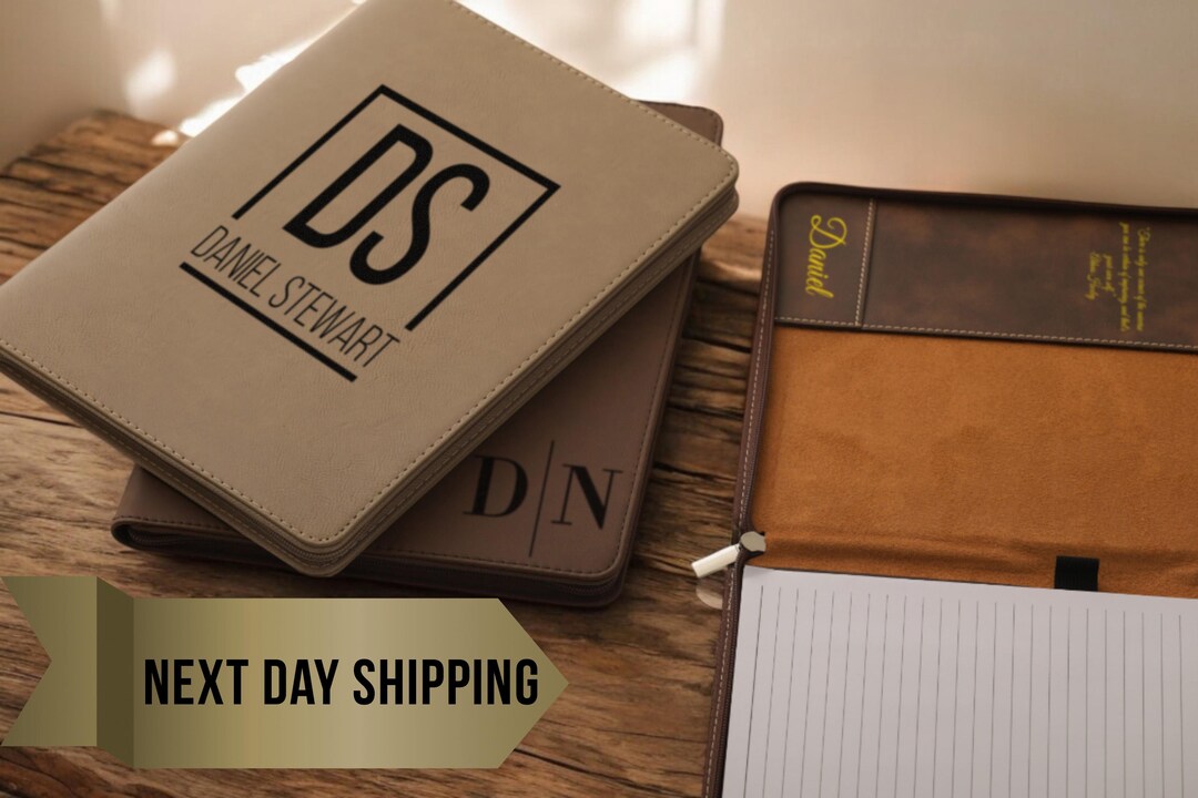 Personalized Refillable Zipper Portfolio, Journal With Name, Leather ...