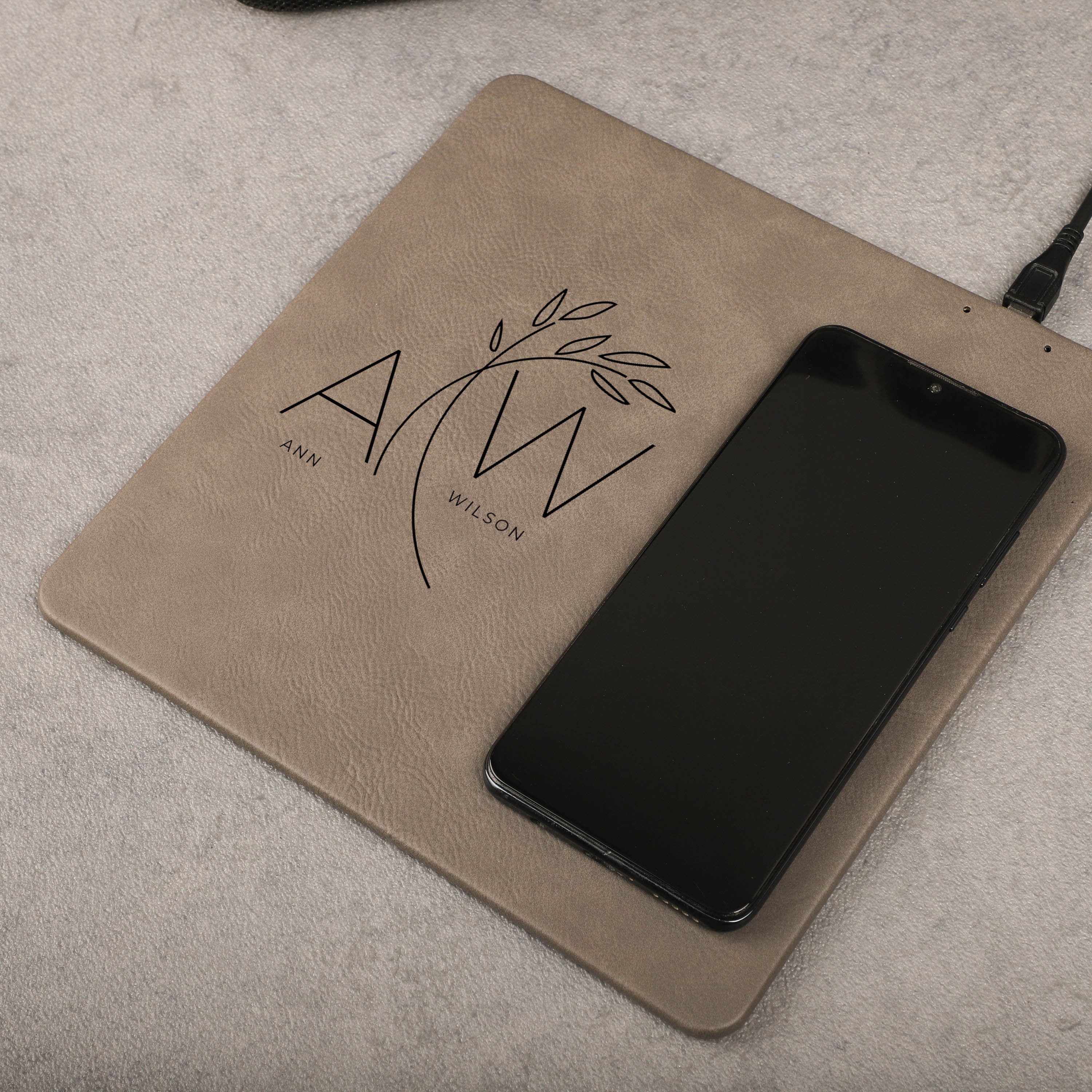 Custom Charging Mat, Personalized Wireless Charger Pad, Leather Mouse ...