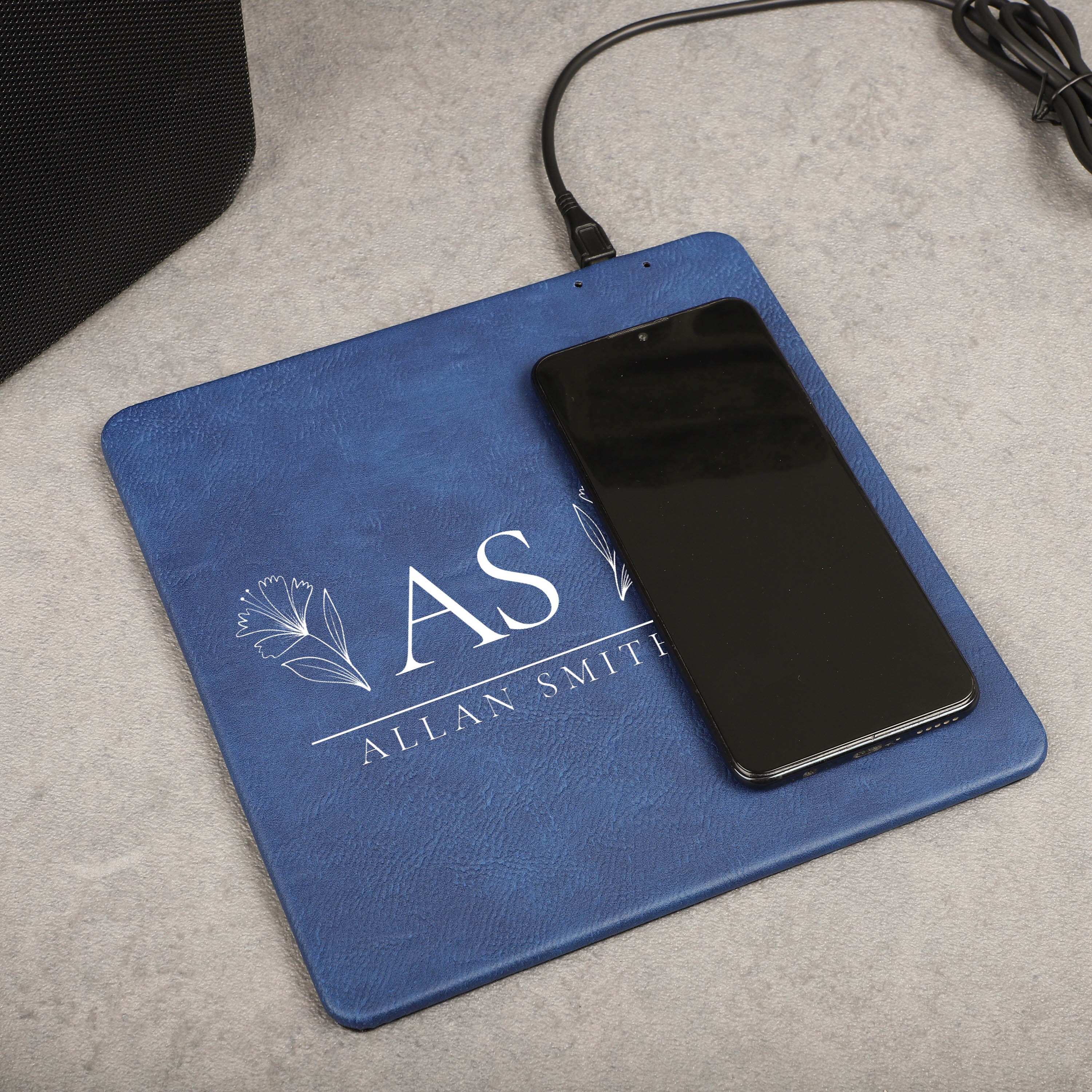 Custom Charging Mat, Personalized Wireless Charger Pad, Leather Mouse ...