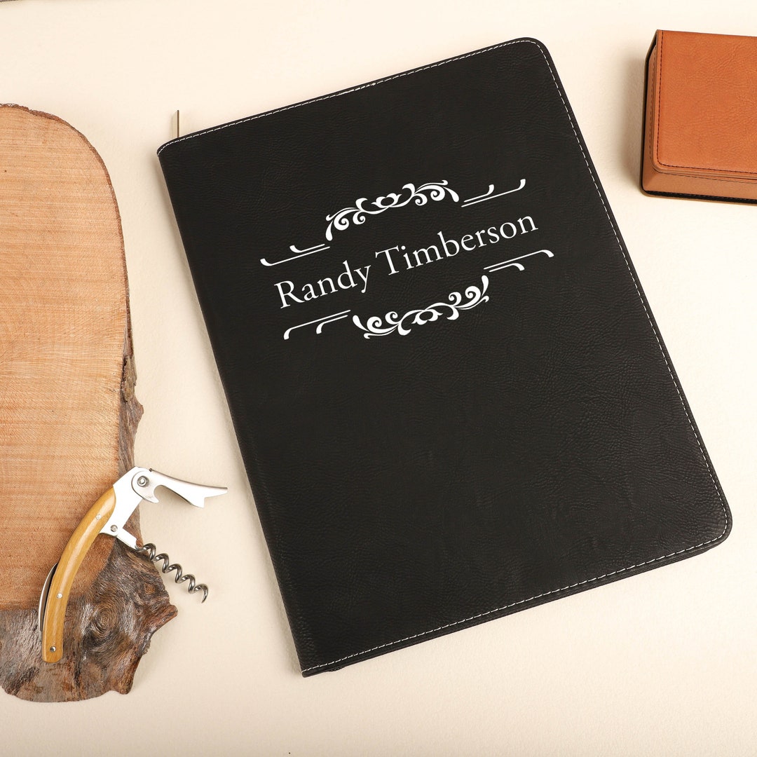 Personalized Refillable Zipper Portfolio, Journal With Name, Leather ...