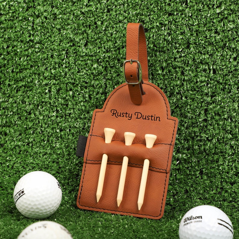 Personalised Leather Golf Tee Holder, Golf Bag Tee Holder Clip, Mens ...
