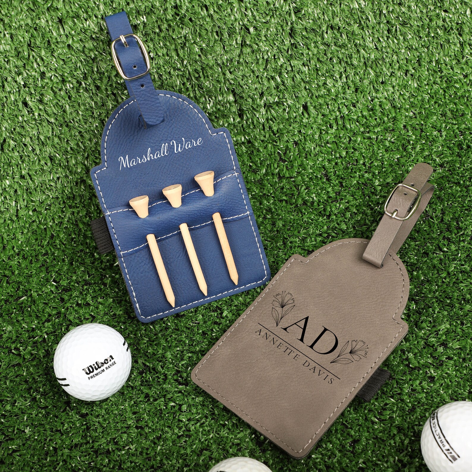 Personalised Leather Golf Tee Holder, Golf Bag Tee Holder Clip, Mens ...