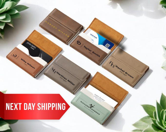 Personalized Business Card Holder, Leather Card Holder, Custom Engraved ...