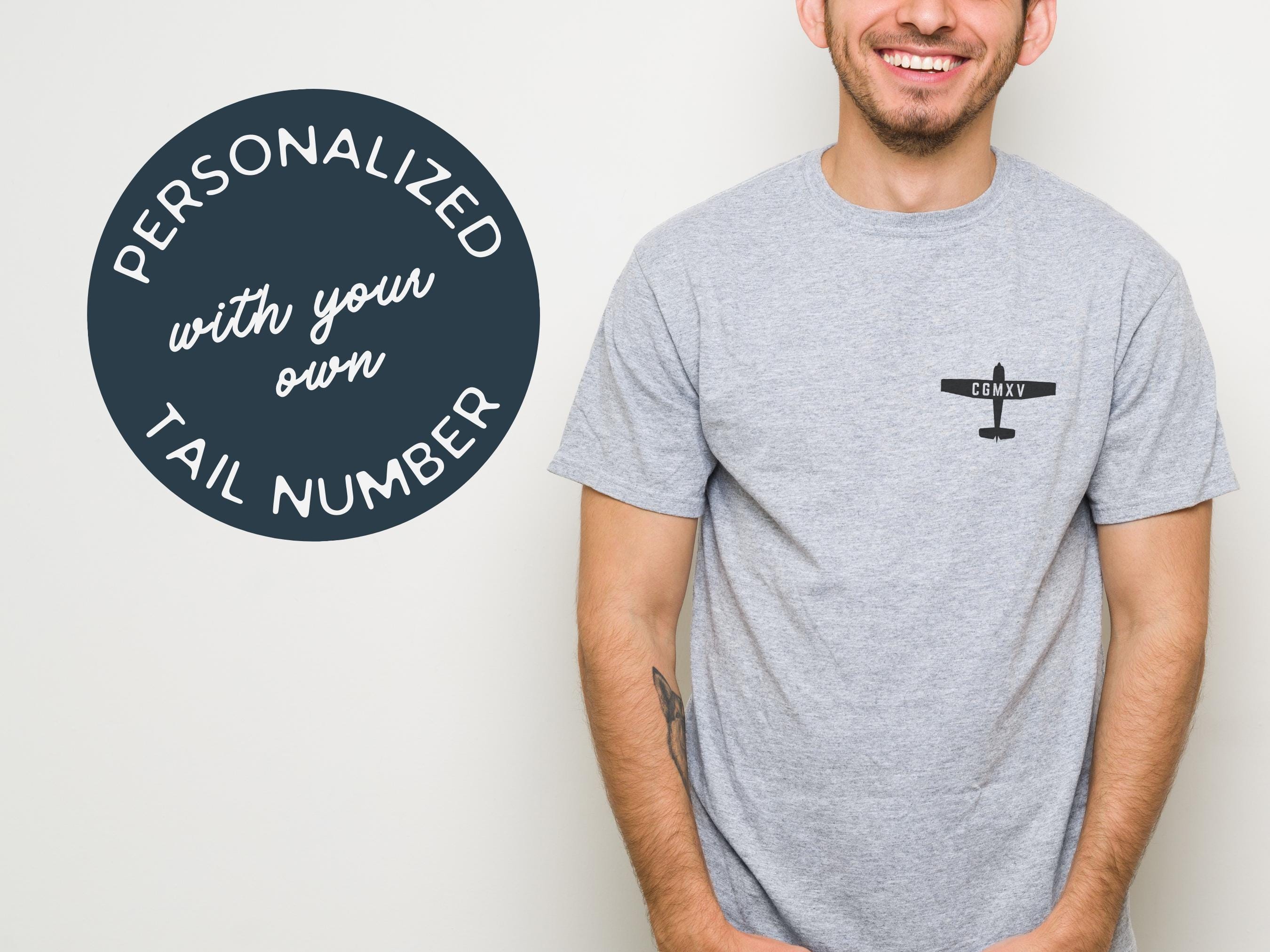 Personalized Airplane Tail Number T-shirt Aircraft Registration Tee ...