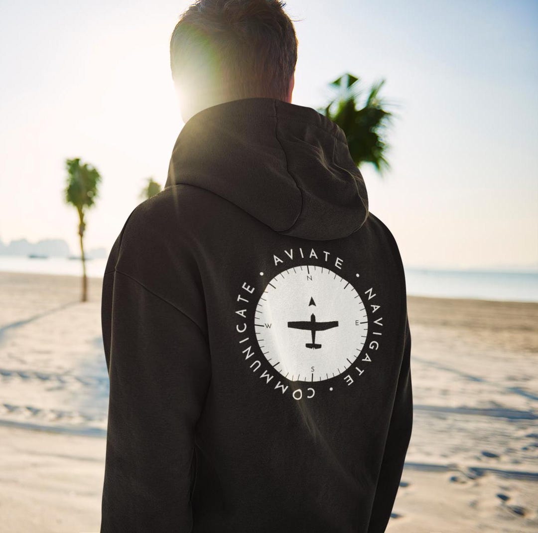 Pilot Hoodie Aviation Themed Cozy Sweatshirt With Heading Indicator and ...