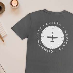 Modern Aviator T Shirt Gift for Pilot Aviate, Navigate Communicate ...
