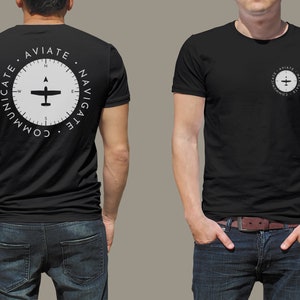 Modern Aviator T Shirt Gift for Pilot Aviate, Navigate Communicate ...