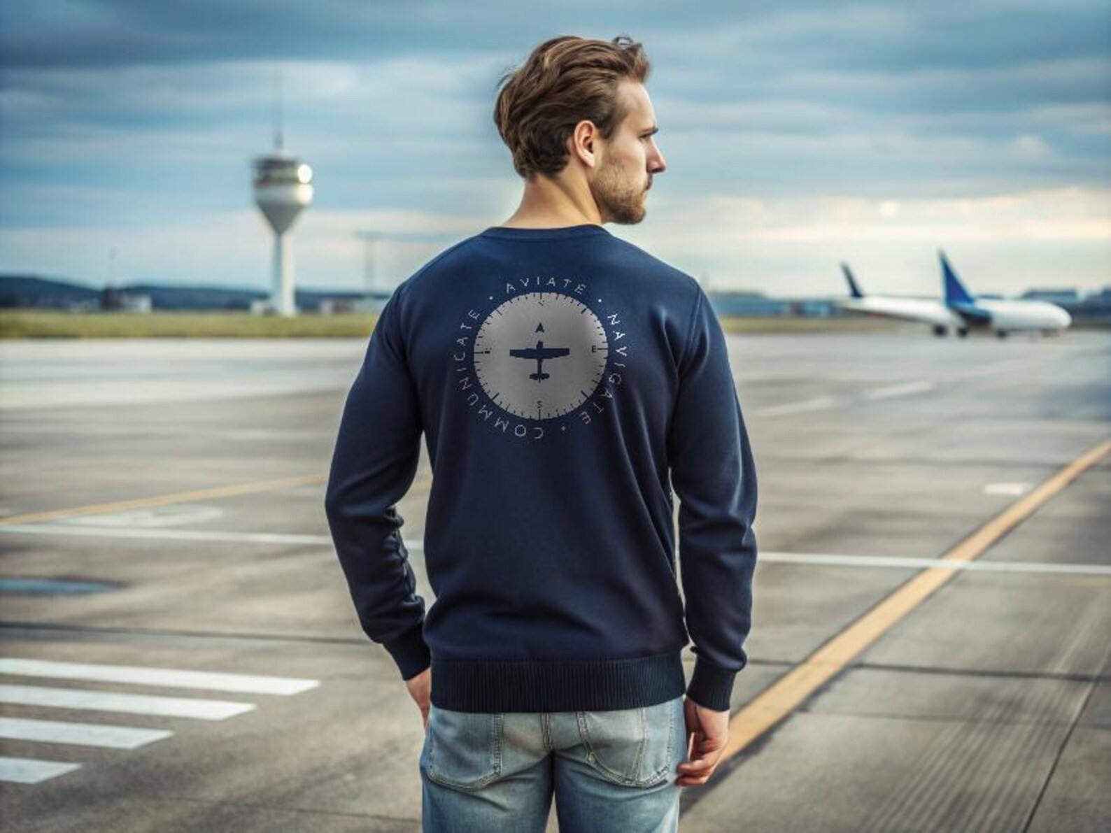 Aviator Sweatshirt Gift for Pilot Aviate Navigate Communicate Heading ...