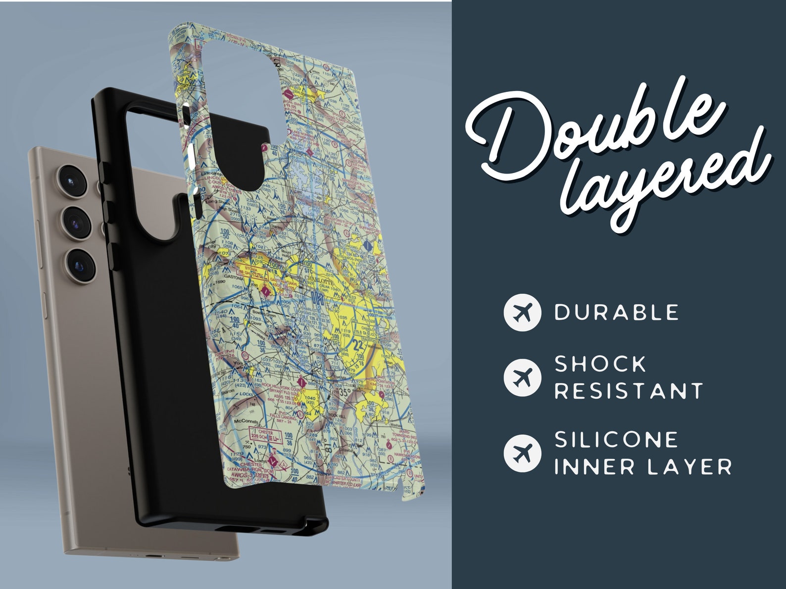 Personalized Aviation Cell Phone Case With Sectional Map and Custom ...