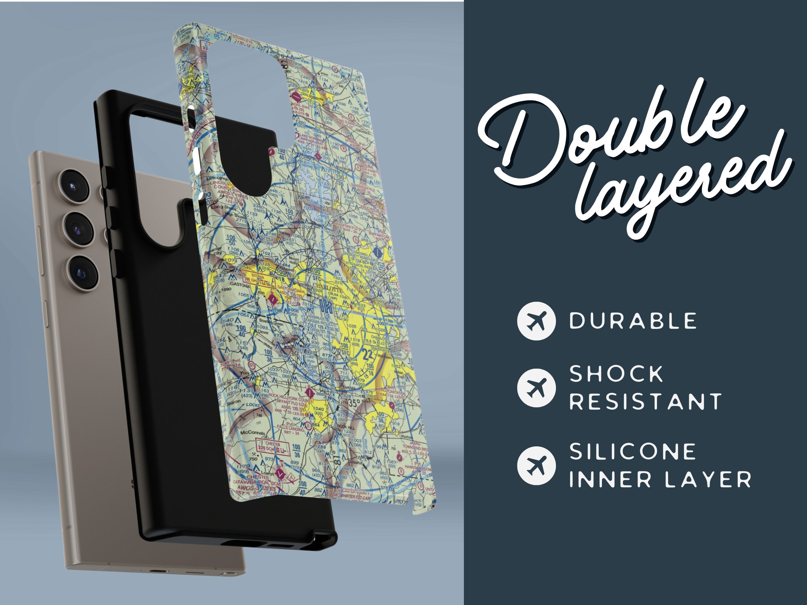 Personalized Aviation Cell Phone Case With Sectional Map and Custom ...