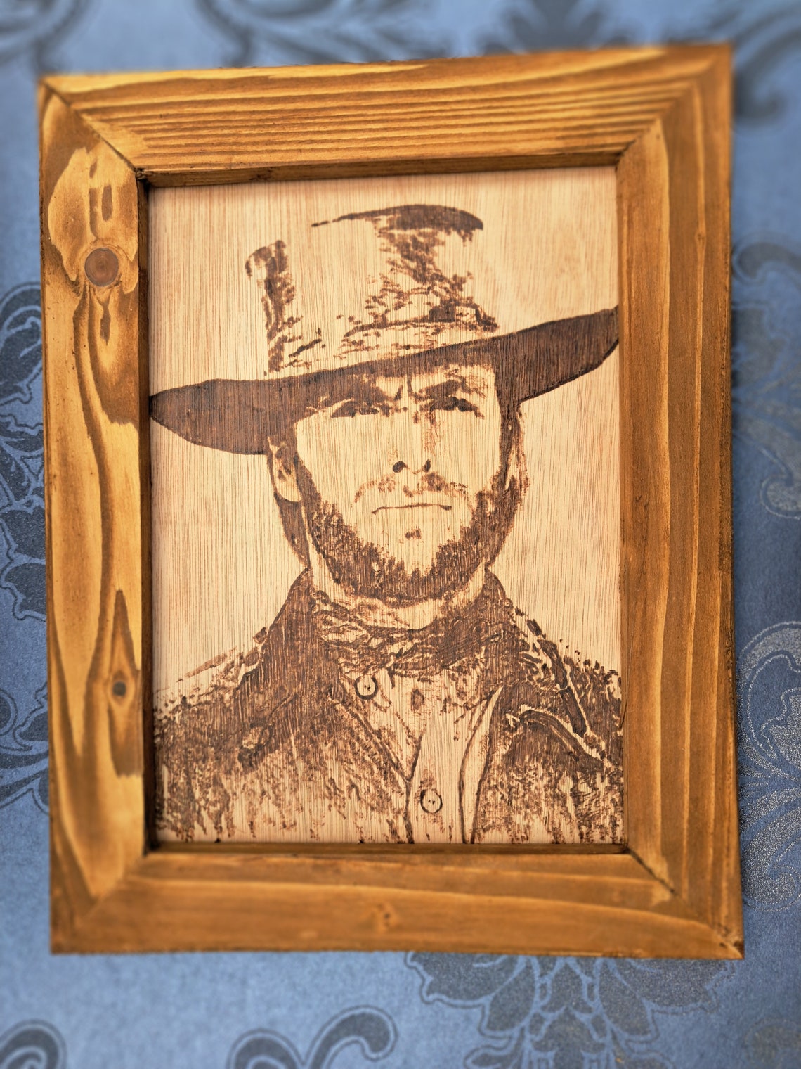 Framed Pyrography Art of Clint Eastwood - Etsy