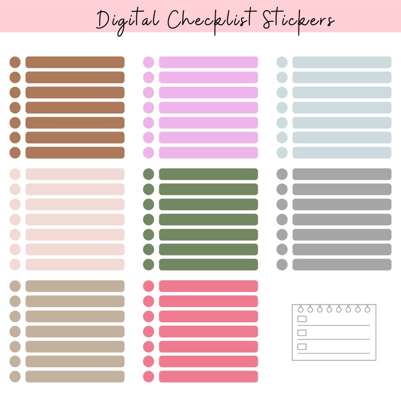 50 + Digital Checklist Stickers / Digital Stickers / Instant Download ...