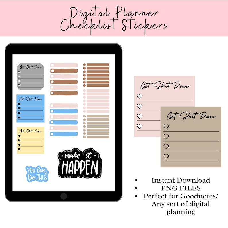 50 + Digital Checklist Stickers / Digital Stickers / Instant Download ...