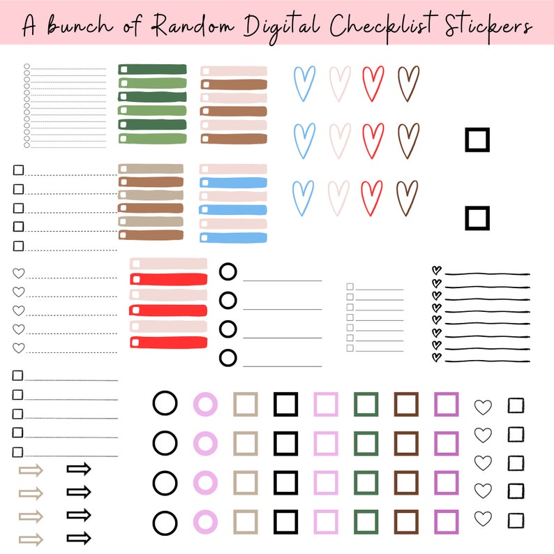 50 + Digital Checklist Stickers / Digital Stickers / Instant Download ...