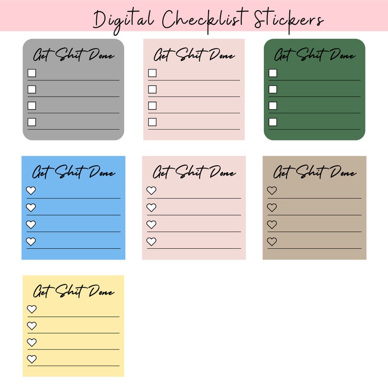 50 + Digital Checklist Stickers / Digital Stickers / Instant Download ...