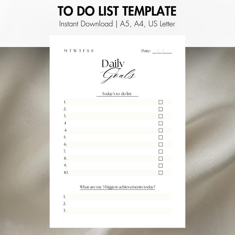 Printable Daily To-do List Template | Goal Setting | PDF | Habit ...