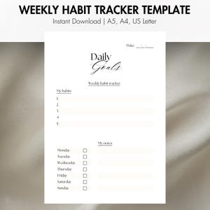 Printable Weekly Habit Tracker Template | Goal Setting | PDF | Habit ...
