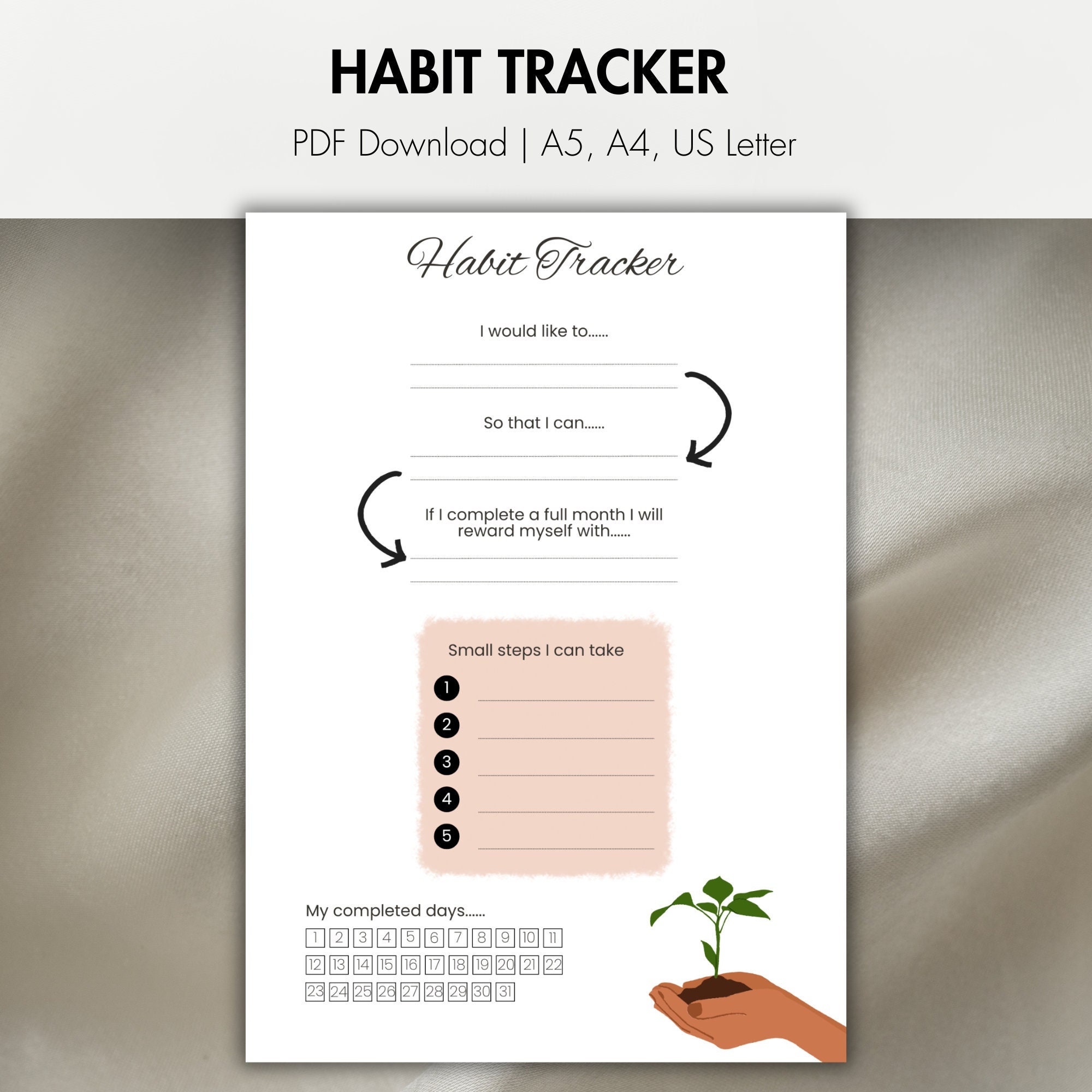 Printable Habit Tracker Template | Goal Setting | Printable PDF | Habit ...