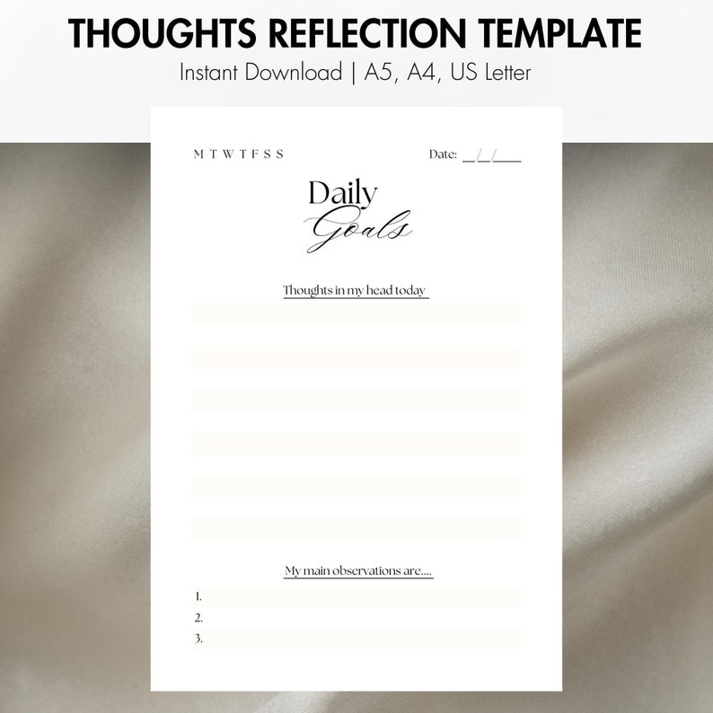 Printable Thought Reflection Template | Goal Setting | PDF | Habit ...