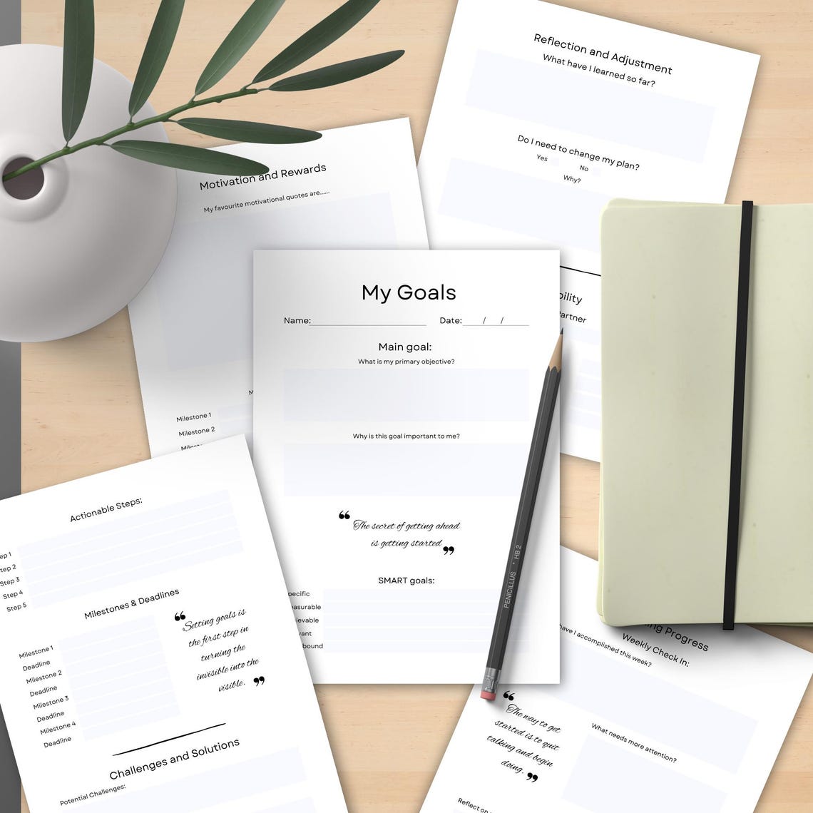 Printable Goal Setting Planner | Printable PDF | Goal Tracker ...