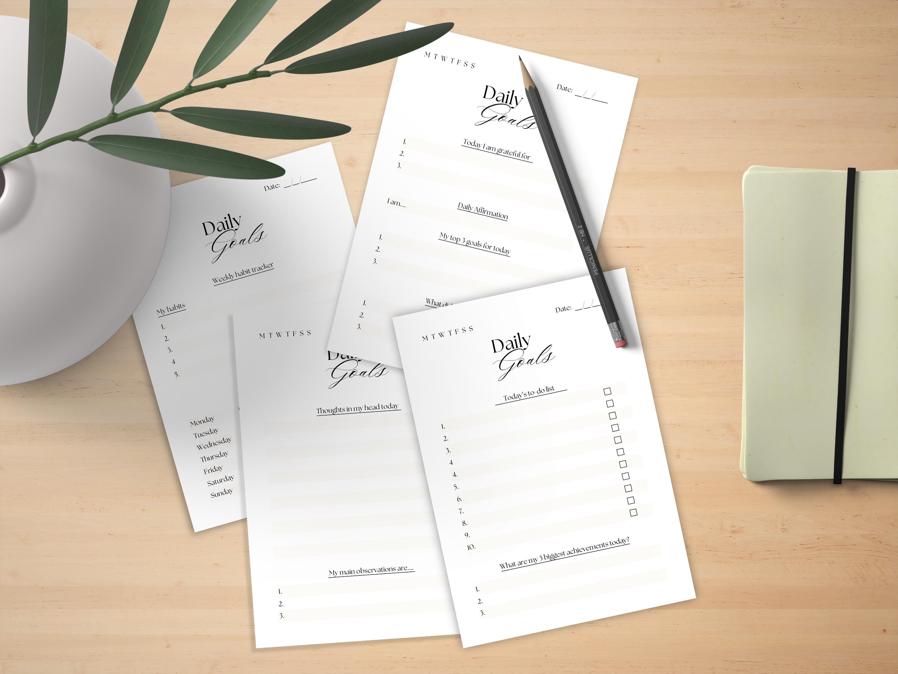 Printable Daily Goals Planner Bundle: Habit Tracker, To-do List (PDF ...