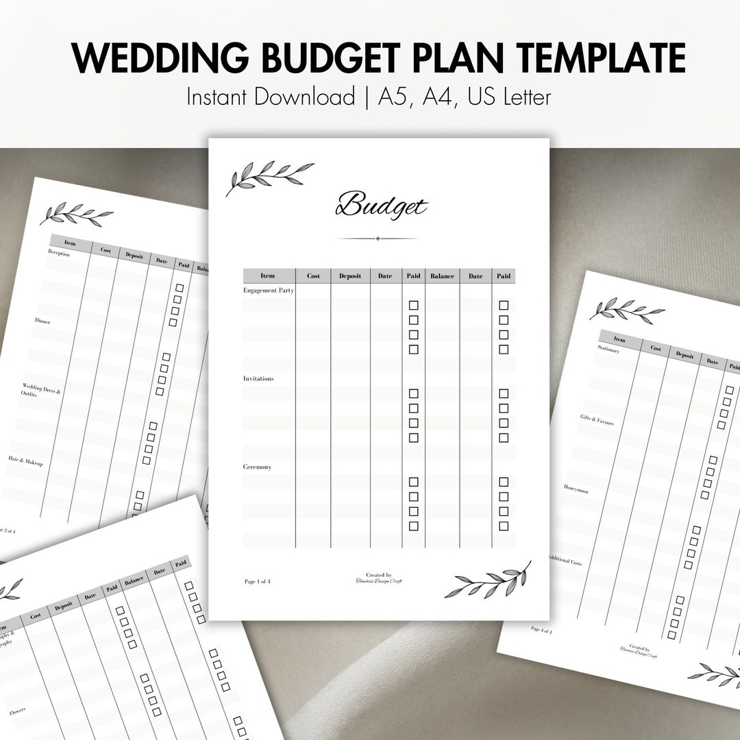 Wedding Budget Plan Template | Printable PDF | Wedding Planner Template ...
