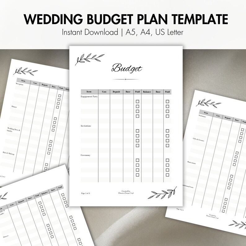Wedding Budget Plan Template | Printable PDF | Wedding Planner Template ...
