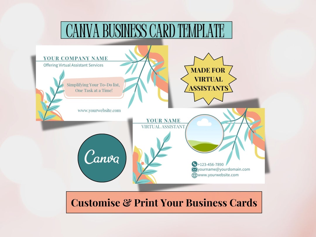 Virtual Assistant Business Card Template, Modern Canva Design (digital ...