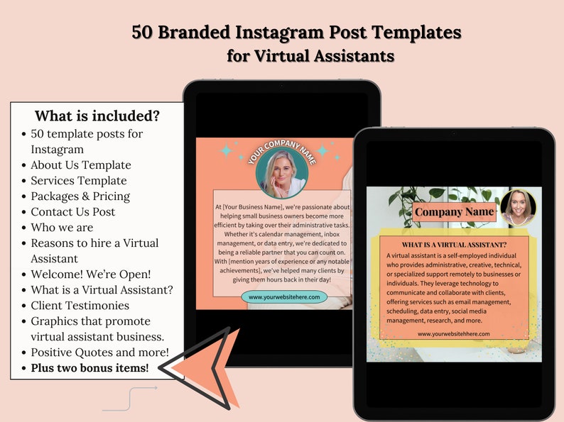 Canva Instagram Post Templates for Virtual Assistants, Business Launch ...