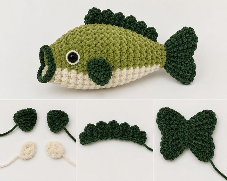 No Sew Bass Fish Crochet Pattern, Beginner Friendly Amigurumi Tutorial ...