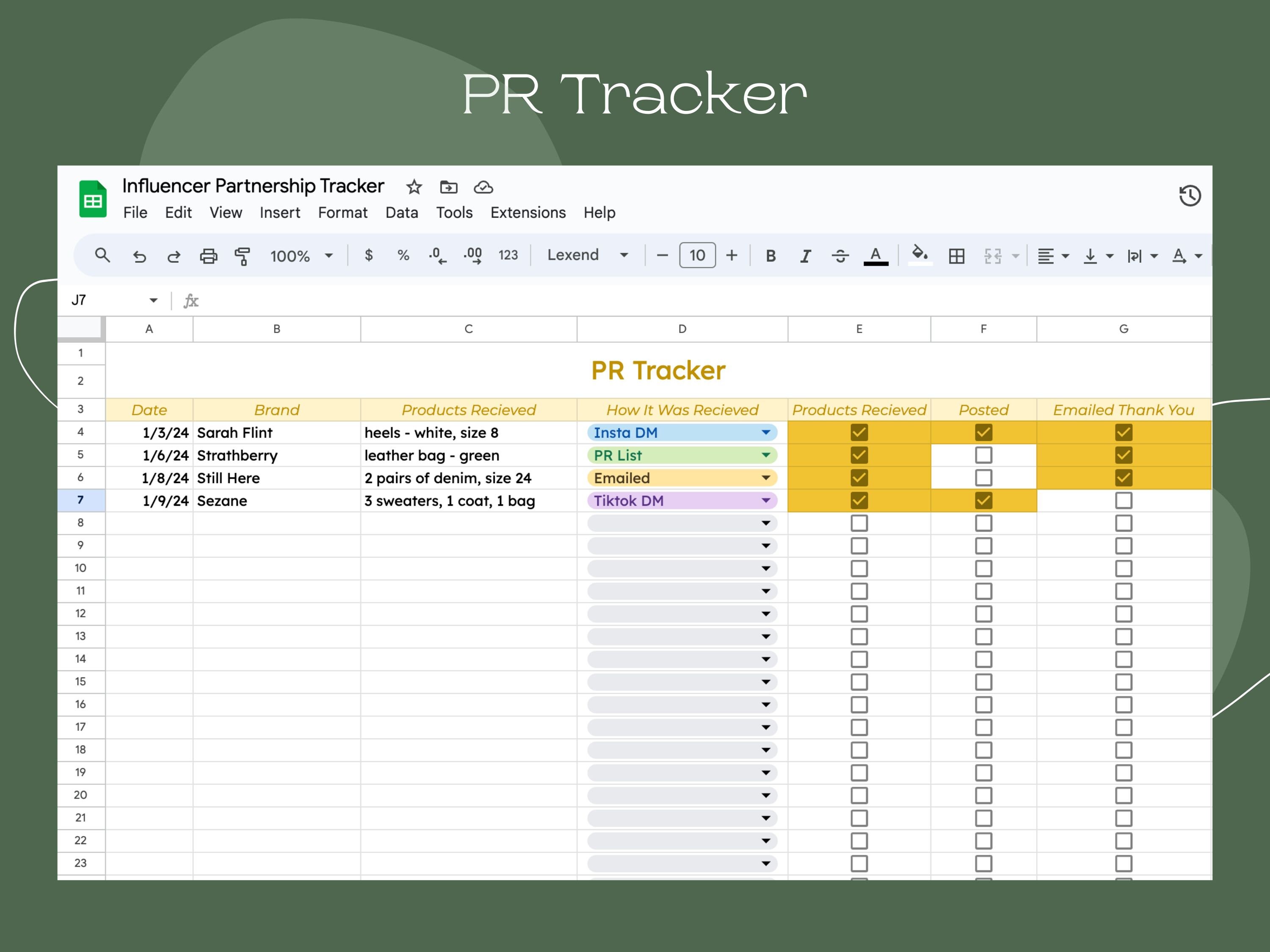 Influencer Partnership Tracker, Outreach Tracker, PR Tracker, Template ...